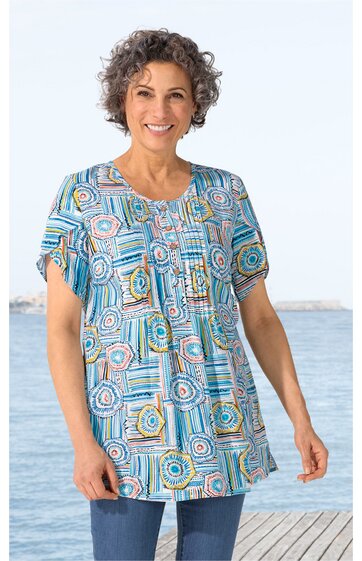 Viskose-Tunika in Druck türkis - 290155 | DW-Shop